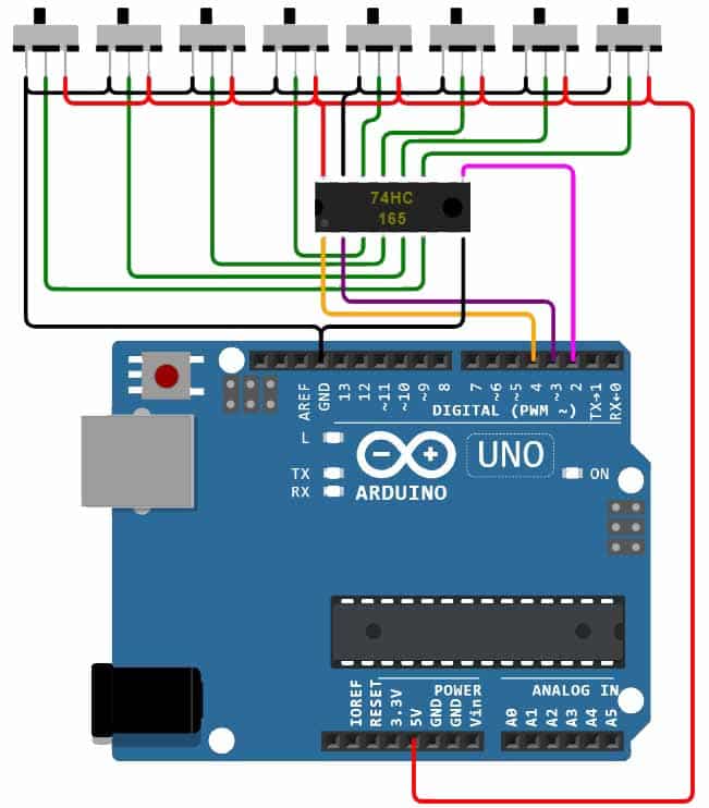 Simple Arduino 74hc165 Shift Register Construction Tm