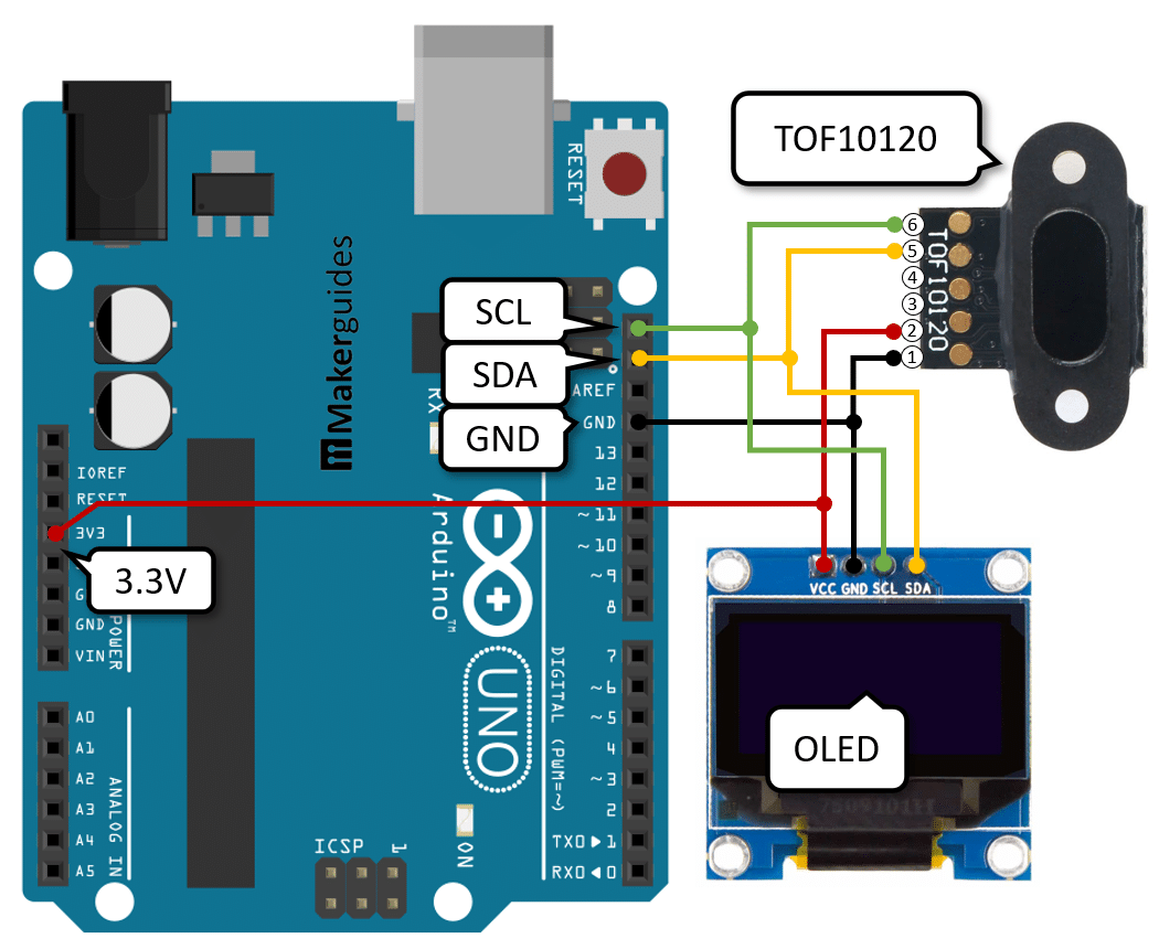 TOF10120 Distance Sensor with Arduino